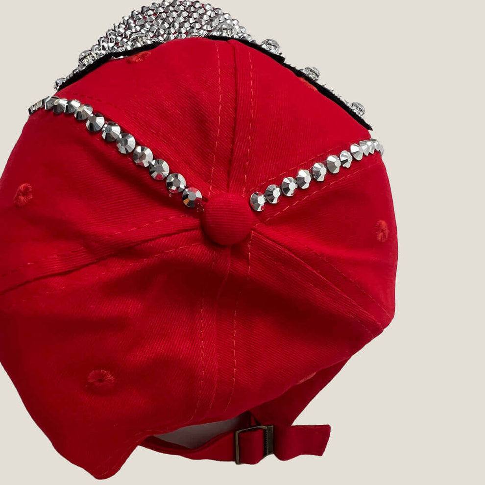 Lala Red Diva Baseball Cap with Gems